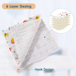 10 Pieces Baby Burp Cloth 10 x 20 inches 6 Layer Soft Absorbent Muslin Newborn Towel for Baby Shower Machine Washable, for Sensitive Skin Baby (Animal Pattern)