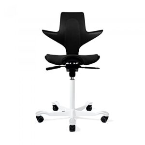 hag capisco puls adjustable standing desk chair - white frame - black full cushion