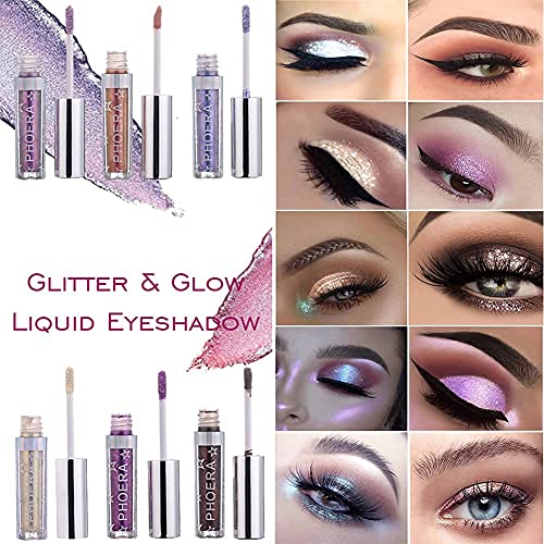 Glitter Eyeshadow，Makeup For Eyes Liquid Shimmer Sparkle Glow Light Colors Pencil Stick Shiny Long Lasting Waterproof Shining Eye Shadow Sets Metallic Pigments Metals Gloss Sparkling Pen Kit (A101)