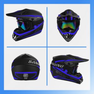 TTMiku DOT Youth Kids Motocross Helmet, Unisex Off-Road Dirt Bike ATV BMX MX Downhill Street Ride Motorcycle Helmet Goggles Gloves Mask