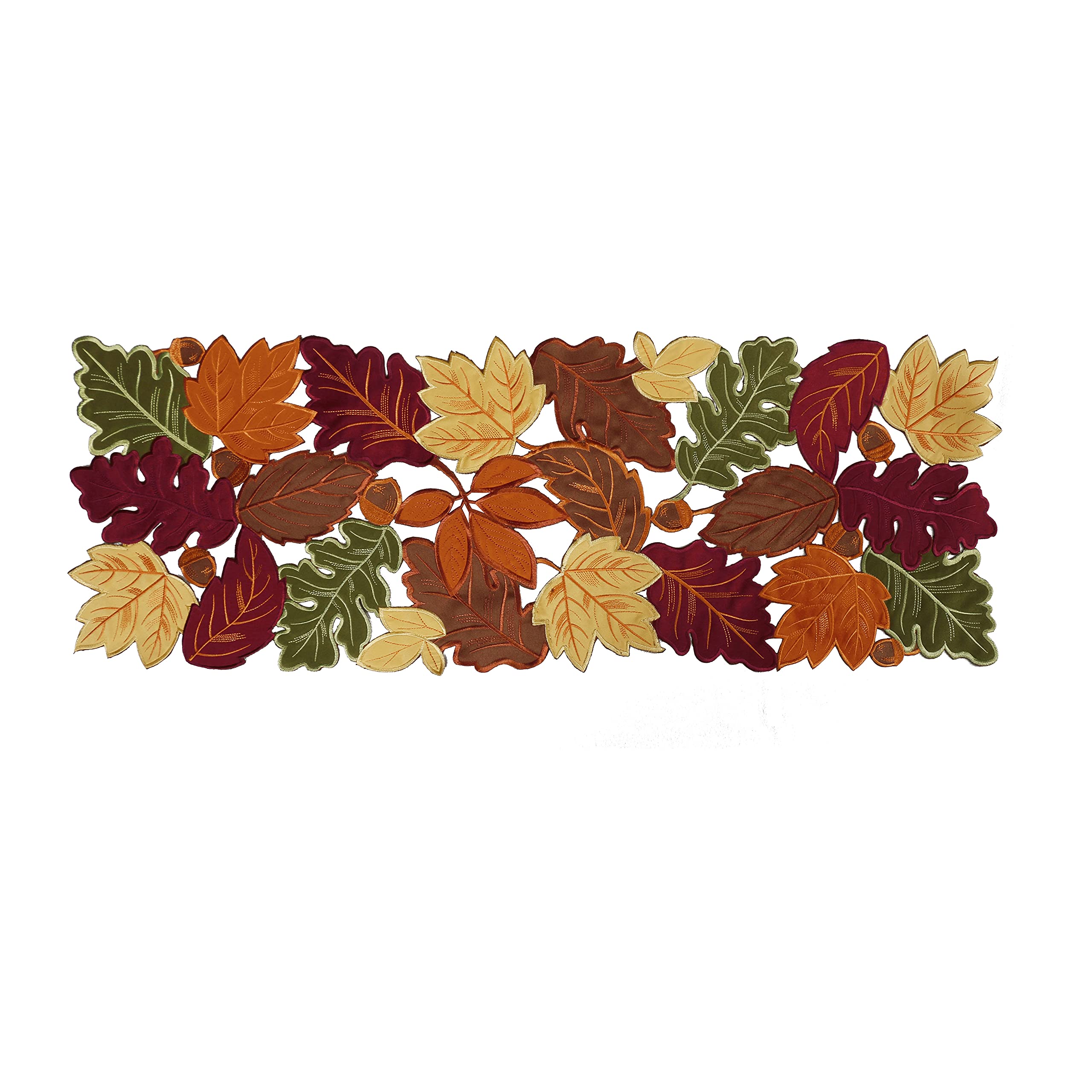 OWENIE Thanksgiving Runner, Fall Leaf Table Runner for Autumn Home Decorations, Fall Table Centerpieces, Embroidered Cutwork Farmhouse HarvestMaple Leaf Runner, 13 Inch x 36 Inch