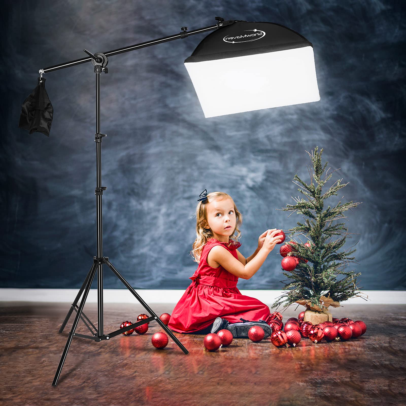 ShowMaven Softbox Lighting Kit Photography- Professional Continuous Light System Photo Lighting Kit with E27 135W Bulbs 5500K Photo Equipment for Portraits Video Shooting