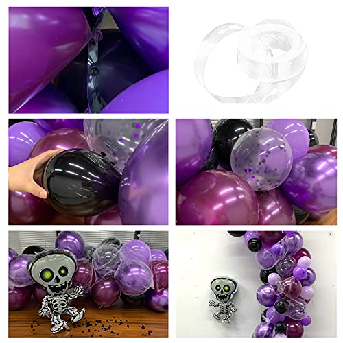 Halloween Balloon Arch Garland Kit, Black Purple Confetti Balloons Skull Balloon and Halloween Spider Webs for Kids Halloween Scary Birthday Party Decorations Supplies, 100 Pack