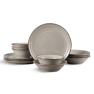 pfaltzgraff easton 12 piece dinnerware set, service for 4, taupe