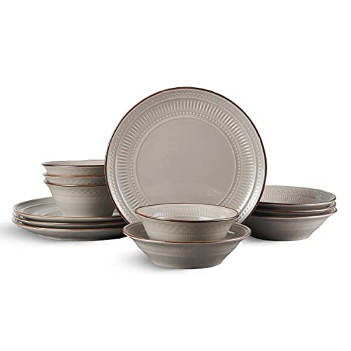 Pfaltzgraff Easton 12 Piece Dinnerware Set, Service For 4, Taupe