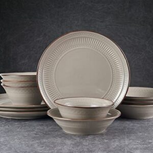 Pfaltzgraff Easton 12 Piece Dinnerware Set, Service For 4, Taupe