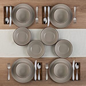 Pfaltzgraff Easton 12 Piece Dinnerware Set, Service For 4, Taupe