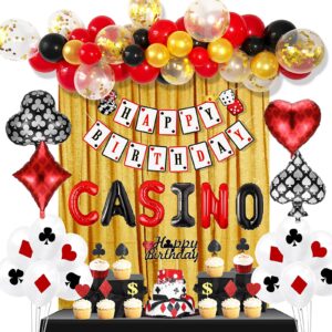 casino theme party decorations, casino birthday party decorations supplies, las vegas party decorations, poker happy birthday banner, casino letter balloons banner, casino balloons garland set