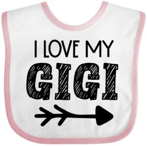 inktastic i love my gigi with arrow baby bib white and pink 3f340