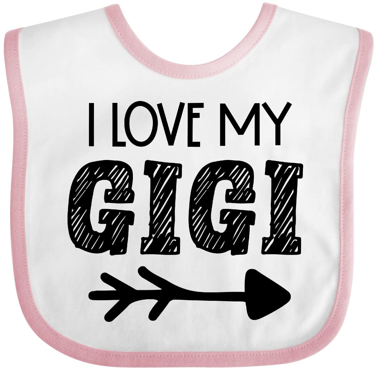 inktastic I Love My Gigi with Arrow Baby Bib White and Pink 3f340