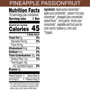 Pure Organic Layered Fruit Bars, Gluten Free, Vegan Fruit Snacks, Pineapple Passionfruit (2 Boxes, 24 Bars)