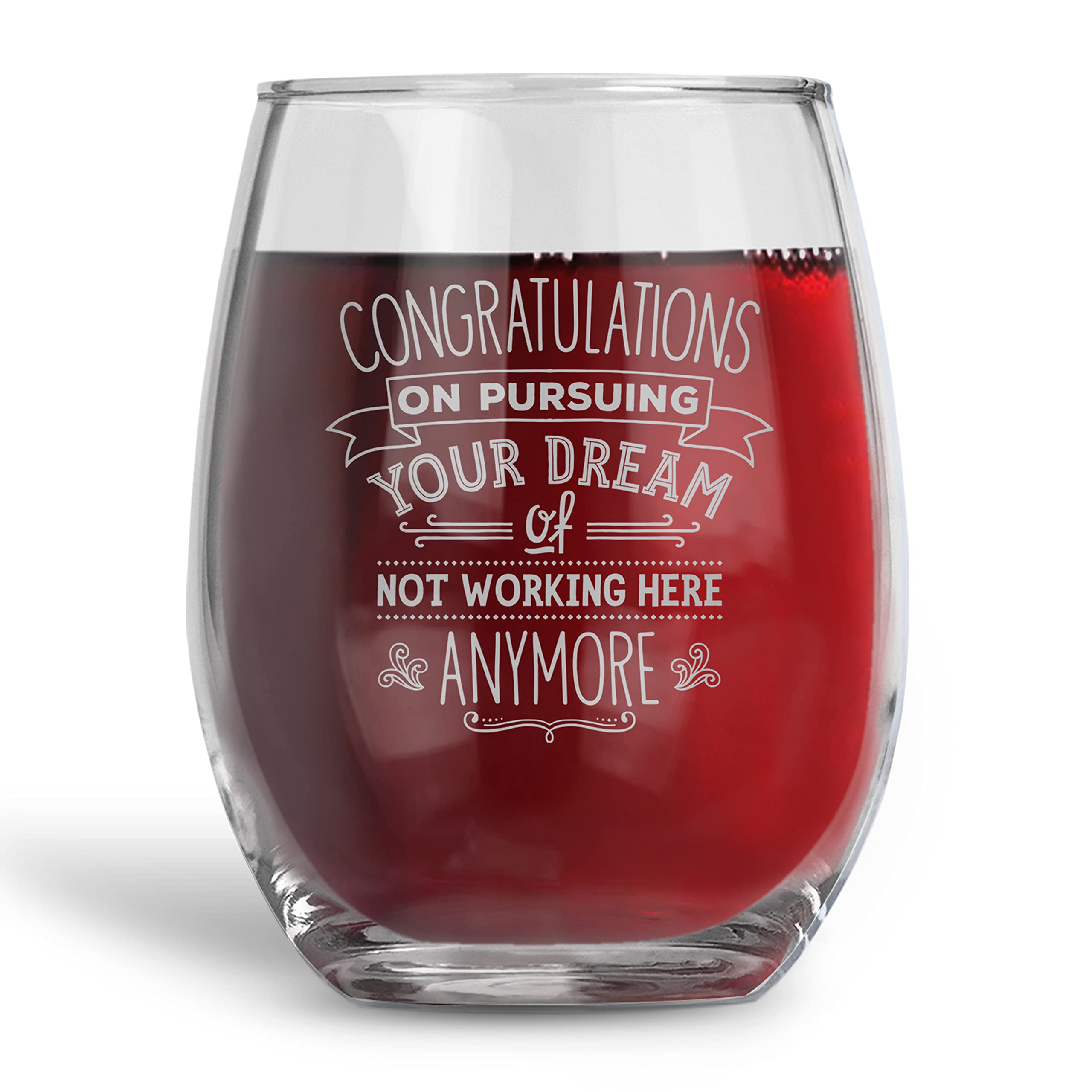 Bad Bananas Coworker Gifts for Women - Congratulations on Pursuing Your Dream Of Not Working Here Anymore - 21 Oz Stemless Wine Glass - Going Away, Farewell, Goodbye Gifts for Coworkers