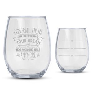 Bad Bananas Coworker Gifts for Women - Congratulations on Pursuing Your Dream Of Not Working Here Anymore - 21 Oz Stemless Wine Glass - Going Away, Farewell, Goodbye Gifts for Coworkers