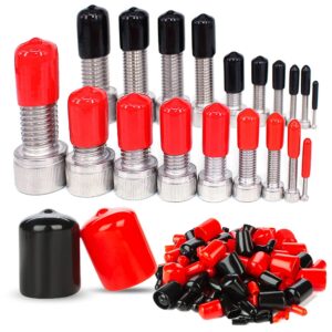 200pcs rubber caps bolt screw cap covers, bolt covers caps rubber end caps vacuum caps, bolt screw cover rubber nipple cap rubber tip in 10 sizes from 2/25 to 4/5" for protecting pipe post tubing rod