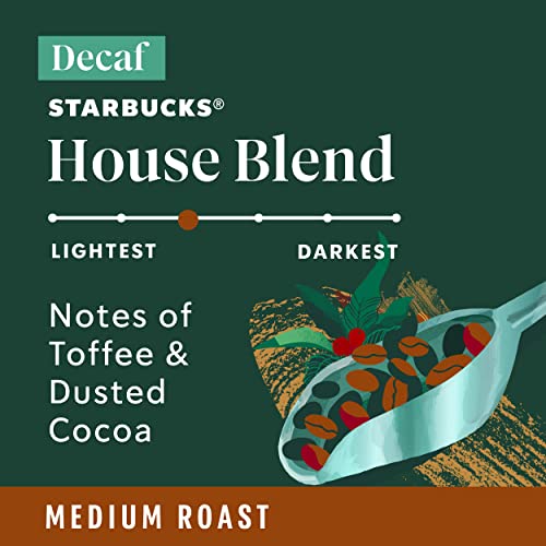 Starbucks Decaf K-Cup Coffee Pods, House Blend for Keurig Brewers, 1 box (40 pods)