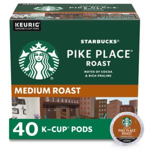 starbucks medium roast k-cup coffee pods — pike place for keurig brewers — 1 box (40 pods)