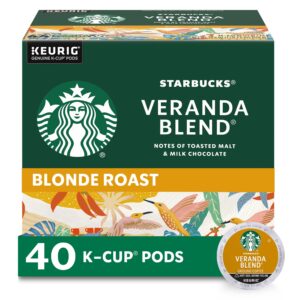 starbucks light roast k-cup coffee pods — veranda for keurig brewers — 1 box (40 pods)