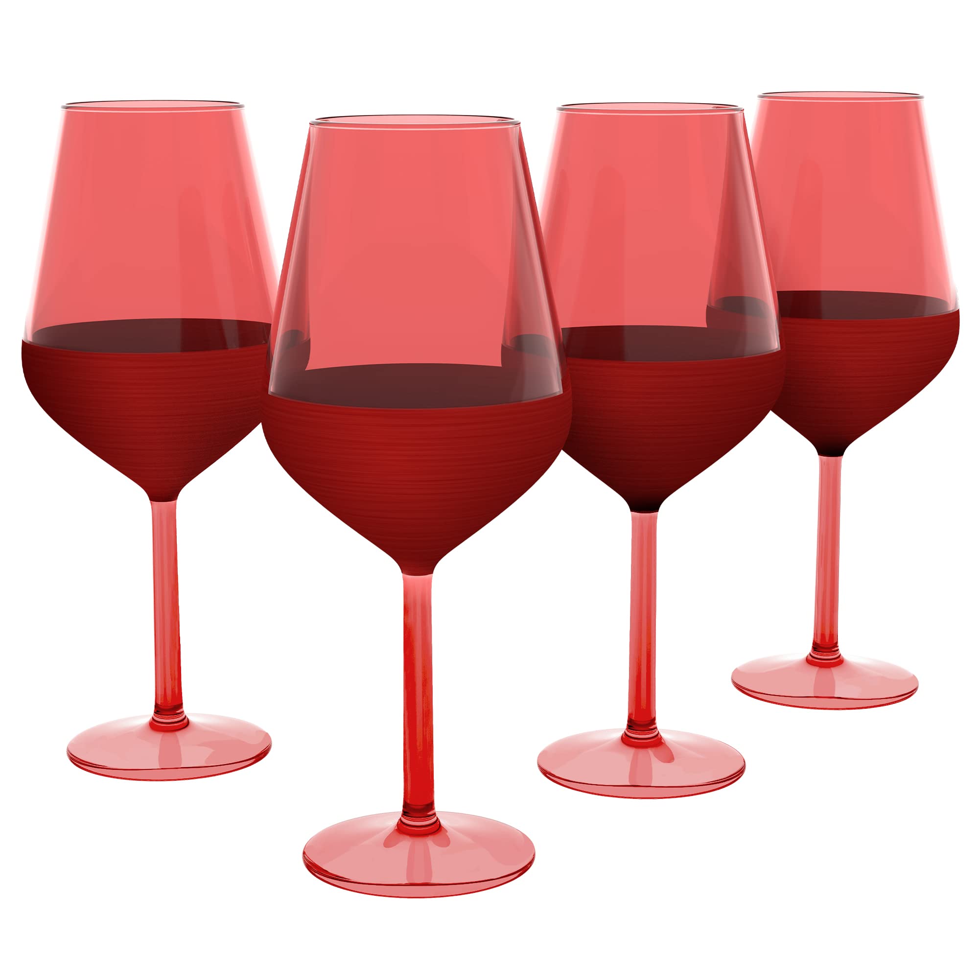 RAKLE – Matte Red Wine Glasses Set of 4– 16.5Oz Glass Set Ideal for Special Events, Themed Parties, Dinner Table, Everyday Use – Modern and Elegant Design - Luxury Wine Glasses