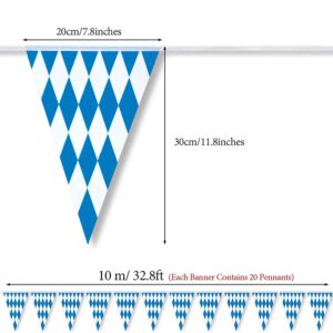 Oktoberfest Decorations, 131 Feet Oktoberfest Bavarian Check Flag, Oktoberfest Bavarian Pennant Banner Flag, Oktoberfest Decorations Octoberfest Party Supplies-4PCS