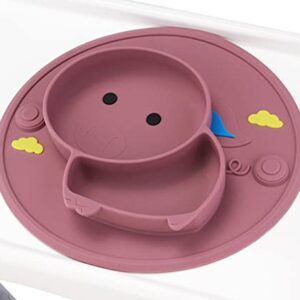 Lightening Corp Baby Silicone Plate, Toddler Suction Plates Mini Plate Placemat for Kids and Infants Self Feeding, BPA Free, Microwave & Dishwasher Safe (Blush) Pig Designed One Size