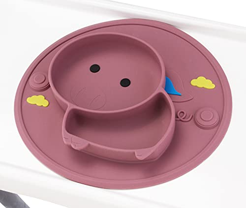 Lightening Corp Baby Silicone Plate, Toddler Suction Plates Mini Plate Placemat for Kids and Infants Self Feeding, BPA Free, Microwave & Dishwasher Safe (Blush) Pig Designed One Size