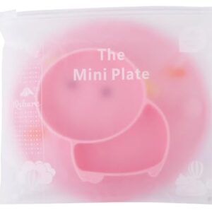 Lightening Corp Baby Silicone Plate, Toddler Suction Plates Mini Plate Placemat for Kids and Infants Self Feeding, BPA Free, Microwave & Dishwasher Safe (Blush) Pig Designed One Size