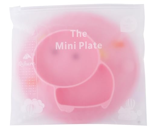 Lightening Corp Baby Silicone Plate, Toddler Suction Plates Mini Plate Placemat for Kids and Infants Self Feeding, BPA Free, Microwave & Dishwasher Safe (Blush) Pig Designed One Size