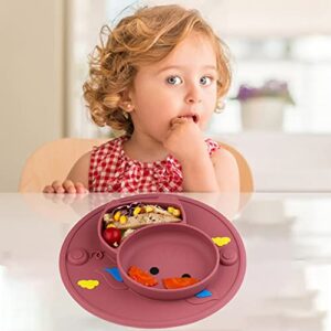 Lightening Corp Baby Silicone Plate, Toddler Suction Plates Mini Plate Placemat for Kids and Infants Self Feeding, BPA Free, Microwave & Dishwasher Safe (Blush) Pig Designed One Size