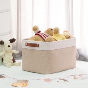 HNZIGE Storage Basket Bins Collapsible Storage Baskets for Organizing Shelf Closet Bedroom, Perfect Storage Bin with Handles for Closet, Clothes, Toy, Home（Beige 15" x 11" x 9.5",11.8" x 7.8" x 5.1"