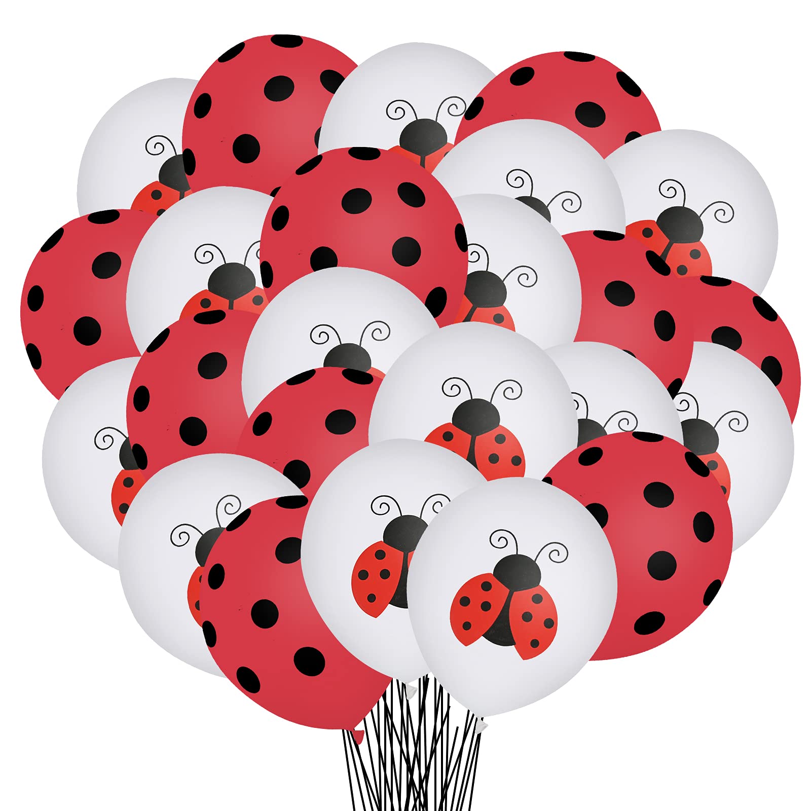 30 Pcs Ladybug Theme Balloons Red Black Polka Dot Balloons 12 Inches Ladybug Decoration Balloon for Ladybug Theme Birthday Party Supplies