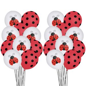 30 Pcs Ladybug Theme Balloons Red Black Polka Dot Balloons 12 Inches Ladybug Decoration Balloon for Ladybug Theme Birthday Party Supplies