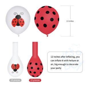 30 Pcs Ladybug Theme Balloons Red Black Polka Dot Balloons 12 Inches Ladybug Decoration Balloon for Ladybug Theme Birthday Party Supplies