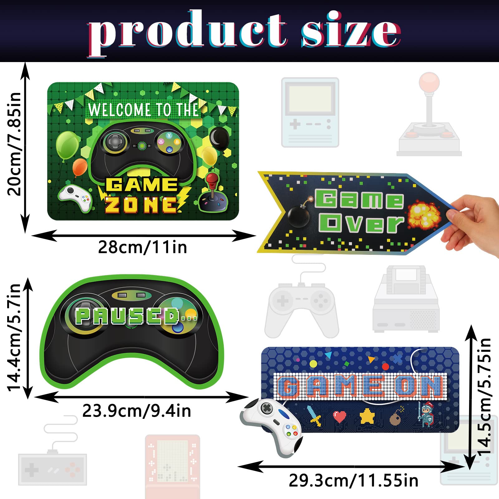 20 Pieces Video Game Party Sign Game Party Themed Directional Signs Video Game Sign Funny Video Game Cutouts Welcome Yard Outdoor Wall Sign Party Supplies Photo Props Backdrop Decoration Party Decor