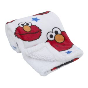 sesame street elmo, red, blue, yellow, green, & white with stars super soft baby blanket, red, blue, white,