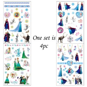 GODSON Princess Tattoos 4sheets Fake Temporary Tattoos for Kids Women Adults Party Favors Birthday Decorations, 4 Count (Pack of 1)