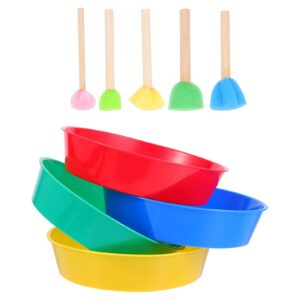 exceart 1 set palette bowl foam sponge paint brush kids painting kit pigment tray acrylic detail brush nail bowl cup mixing palette kids art supplies nail brush miniature plastic child