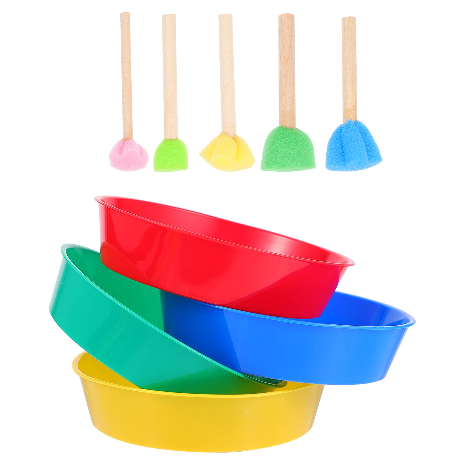 EXCEART 1 Set Palette Bowl Foam Sponge Paint Brush Kids Painting kit Pigment Tray Acrylic Detail Brush Nail Bowl Cup Mixing Palette Kids Art Supplies Nail Brush Miniature Plastic Child