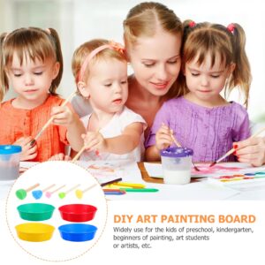 EXCEART 1 Set Palette Bowl Foam Sponge Paint Brush Kids Painting kit Pigment Tray Acrylic Detail Brush Nail Bowl Cup Mixing Palette Kids Art Supplies Nail Brush Miniature Plastic Child