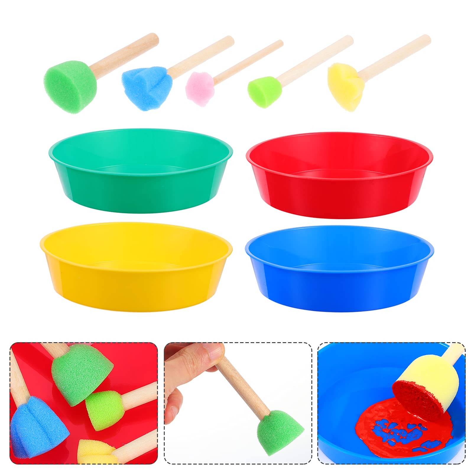 EXCEART 1 Set Palette Bowl Foam Sponge Paint Brush Kids Painting kit Pigment Tray Acrylic Detail Brush Nail Bowl Cup Mixing Palette Kids Art Supplies Nail Brush Miniature Plastic Child