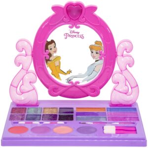 disney princess - townley girl cosmetic vanity compact makeup set with light & built-in music includes lip gloss, shimmer & brushes for kids girls, ages 3+ perfect for parties, sleepovers & makeovers