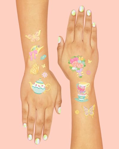 xo, Fetti Tea Party Temporary Tattoos - 48 Glitter Styles | Partea Birthday Party Supplies, Tea Kettle, Cupcakes, Butterfly Arts and Crafts, Easter, Mother's Day