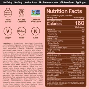 Happy Viking Triple Chocolate Protein + Superfoods Powder, Created by Venus Williams, 20G Protein, Low Carb, Keto, Vegan, Gluten-Free, Non-GMO, Complete Meal Replacement, 1 Canister (24 oz.)