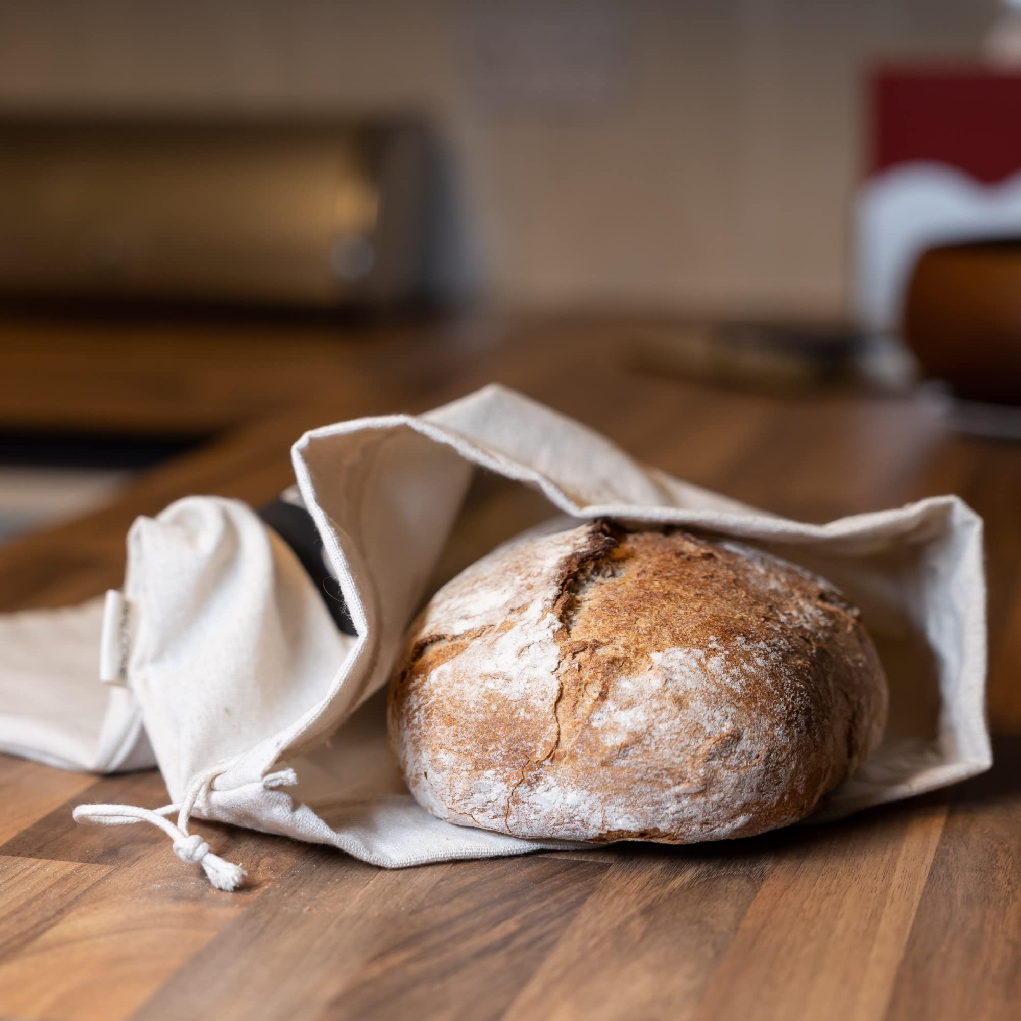 2 X Bread Bags for Homemade Bread - Plastic Lined, Reusable Linen Cloth Saver Bag For Sourdough & Homemade Bread Storage - 17" x 13" XL