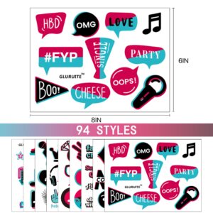 Music Temporary Tattoos Stickers (94 Styles), Mixed Style Hand Wrist Body Art for Kids Boys Girls Birthday Gifts Disco Music Party Supplies Decorations Favors