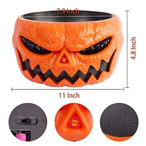 FUNPENY Halloween Candy Bowl, Animated Pumpkin Candy Holder, Lighted Red Eyes and Sound Candy Dish with Motion Activated for Trick-or-Treaters Party