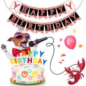 2 Pcs Crawfish Theme Happy Birthday Party Banner Red White Black Birthday Party Supplies for Kids and Adults Birthday Party Decorations Crawfish Party Supplies Decoration