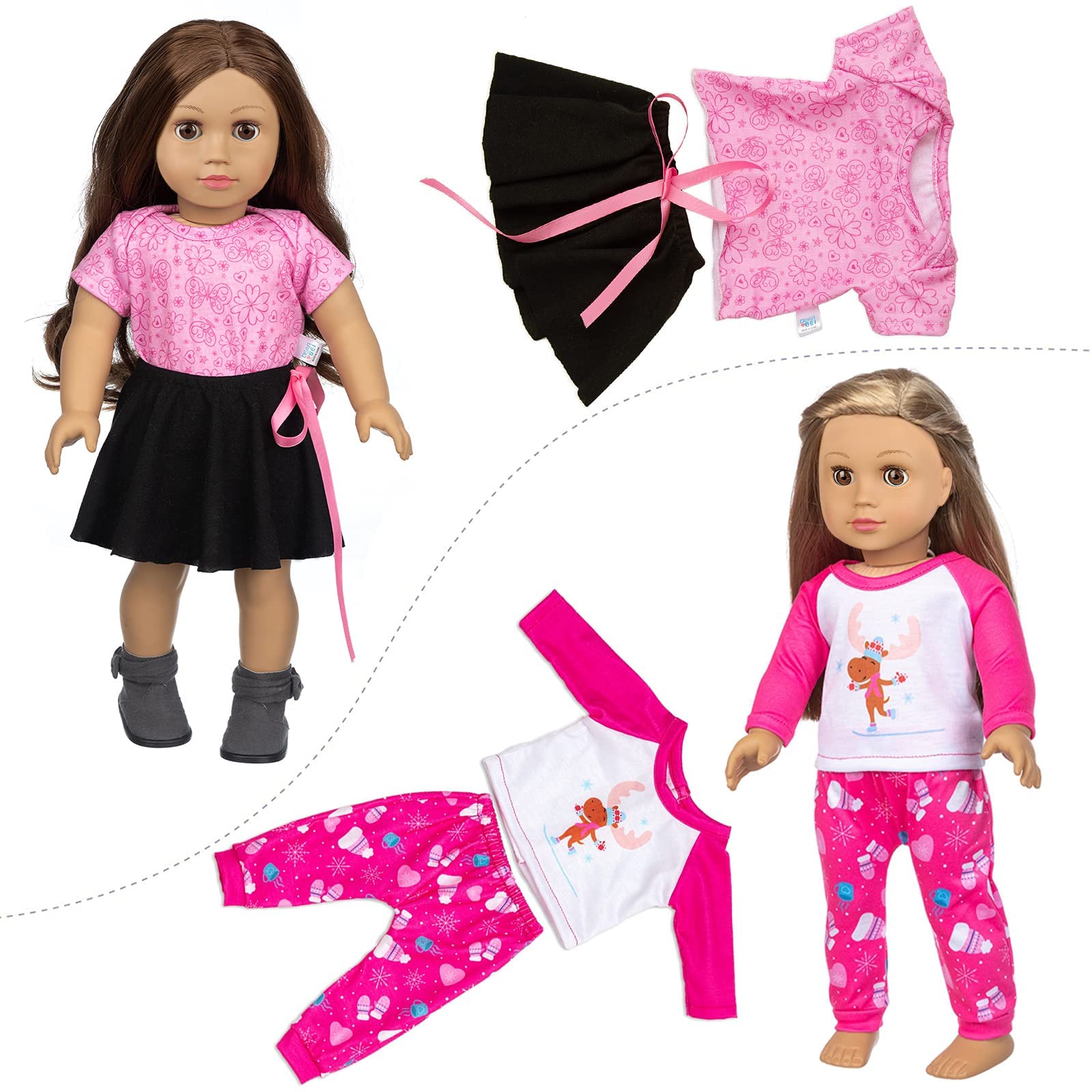 BDDOLL 23 Pcs 18 Inch Girl Doll Clothes and Accessories for 18 Inch Doll Dress with Our Generation Dolls Including 10 Complete Sets of Clothing Outfits