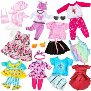 BDDOLL 23 Pcs 18 Inch Girl Doll Clothes and Accessories for 18 Inch Doll Dress with Our Generation Dolls Including 10 Complete Sets of Clothing Outfits