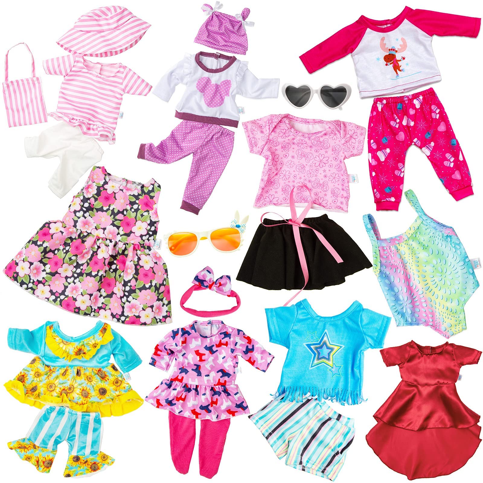 BDDOLL 23 Pcs 18 Inch Girl Doll Clothes and Accessories for 18 Inch Doll Dress with Our Generation Dolls Including 10 Complete Sets of Clothing Outfits