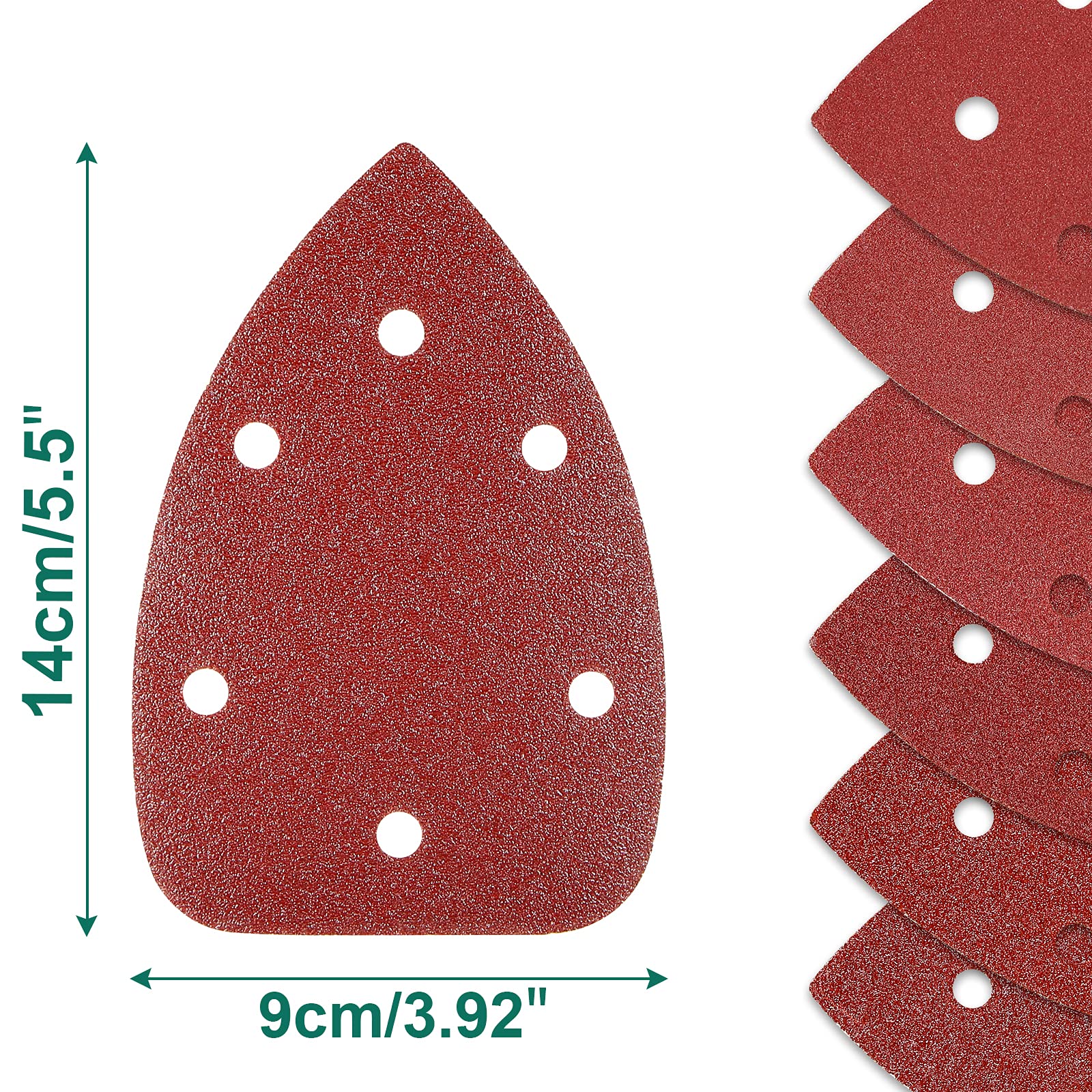 60PCS Triangular Sander Sandpaper, HYCHIKA Detail Sander Sandpaper Assorted 60/80/100/120/180/240 Grits with 6 Holes for Wood Sanding, Fit 3.92inch Qscillating Multi Tool Sander Machine